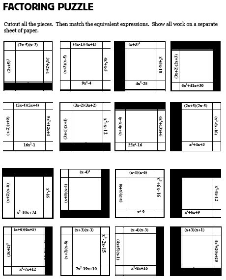Factoring Puzzle | mrmillermath